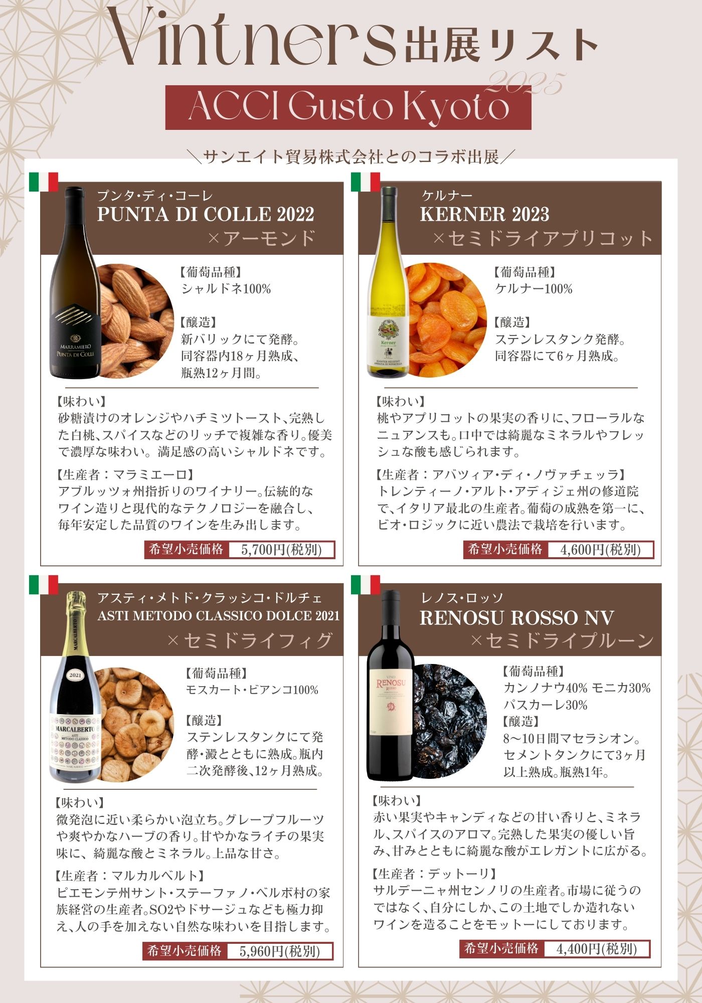 『2/6・2/7 第4回ACCI Gusto京都』出展のご案内 | 輸入ワインの専門商社、株式会社ヴィントナーズ Vintners Inc.